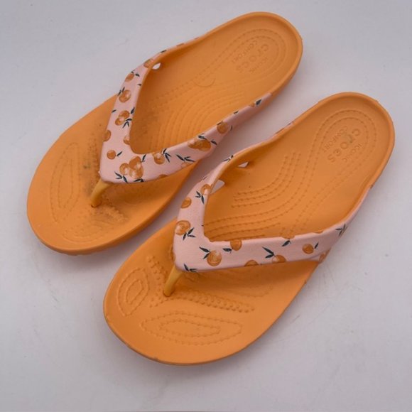 CROCS | Shoes | Crocs Kadee Ii Womens 5 Peach Print Orange Comfort ...